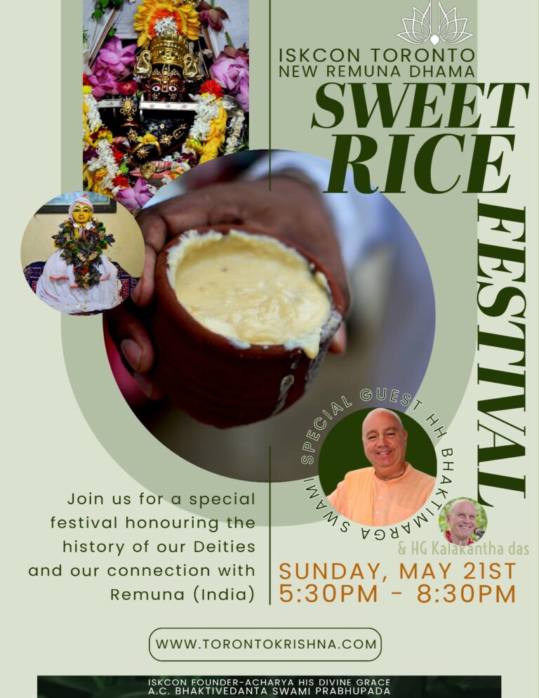 Sweet Rice Festival – May 21st – ISKCON Toronto